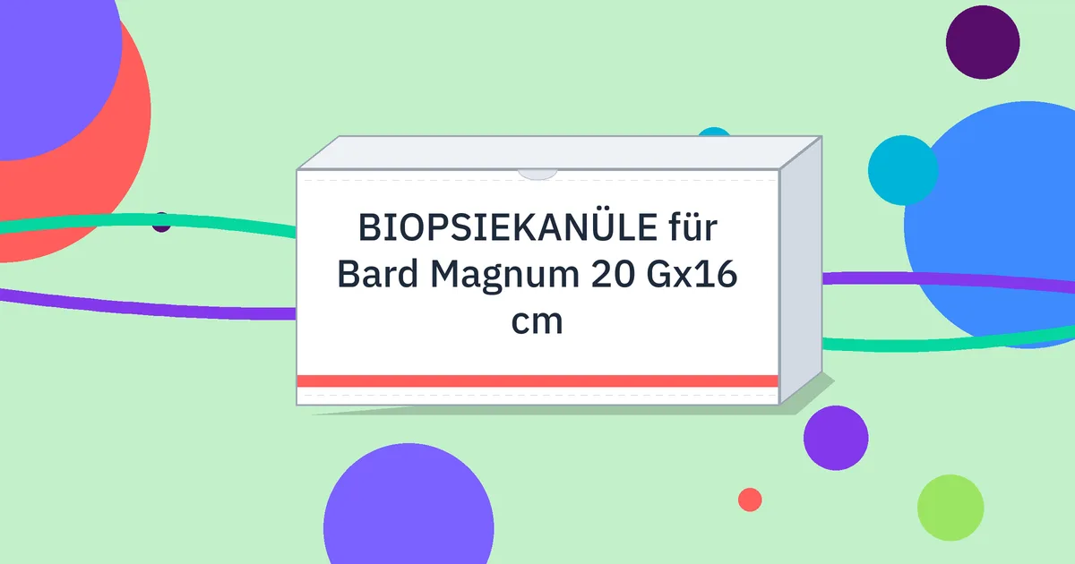Symbolbild: Packung mit der Aufschrift BIOPSIEKANÜLE für Bard Magnum 20 Gx16 cm (PZN 04664257) – Verfügbarkeit und Bezug in Apotheken in Frankfurt am Main