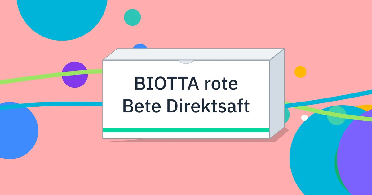 Symbolbild: Packung mit der Aufschrift BIOTTA rote Bete Direktsaft (PZN 00960421) – Verfügbarkeit und Bezug in Apotheken in Frankfurt am Main