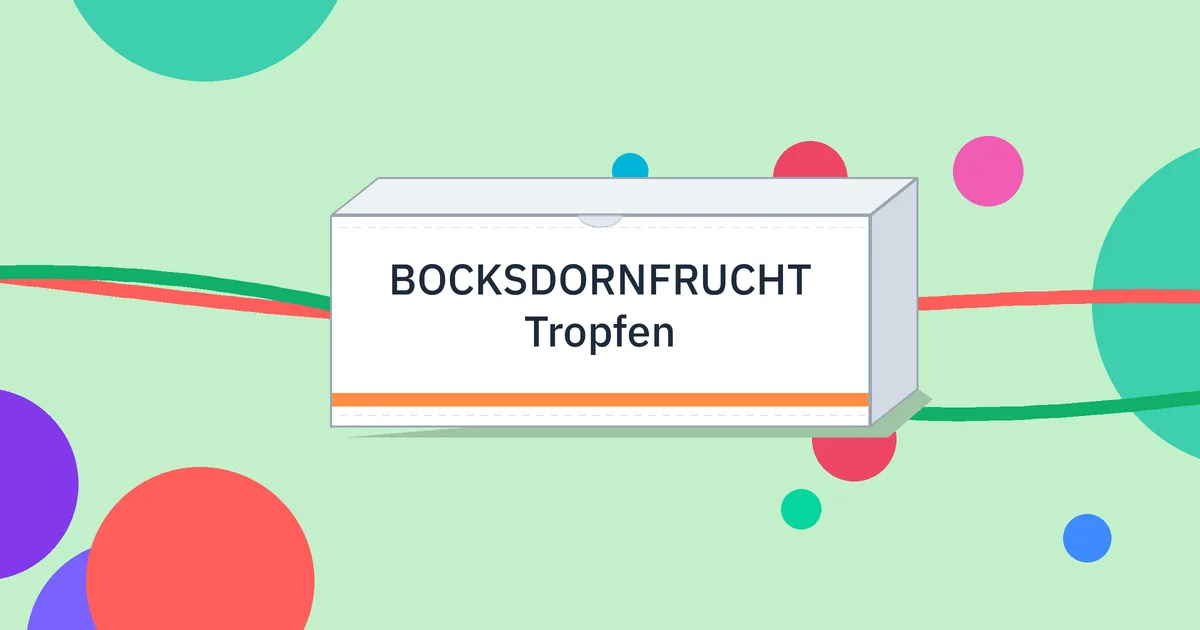 Symbolbild: Packung mit der Aufschrift BOCKSDORNFRUCHT Tropfen (PZN 19418363) – Verfügbarkeit und Bezug in Apotheken in Frankfurt am Main
