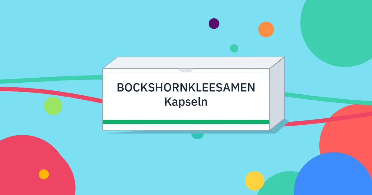 Symbolbild: Packung mit der Aufschrift BOCKSHORNKLEESAMEN Kapseln (PZN 02469238) – Verfügbarkeit und Bezug in Apotheken in Frankfurt am Main