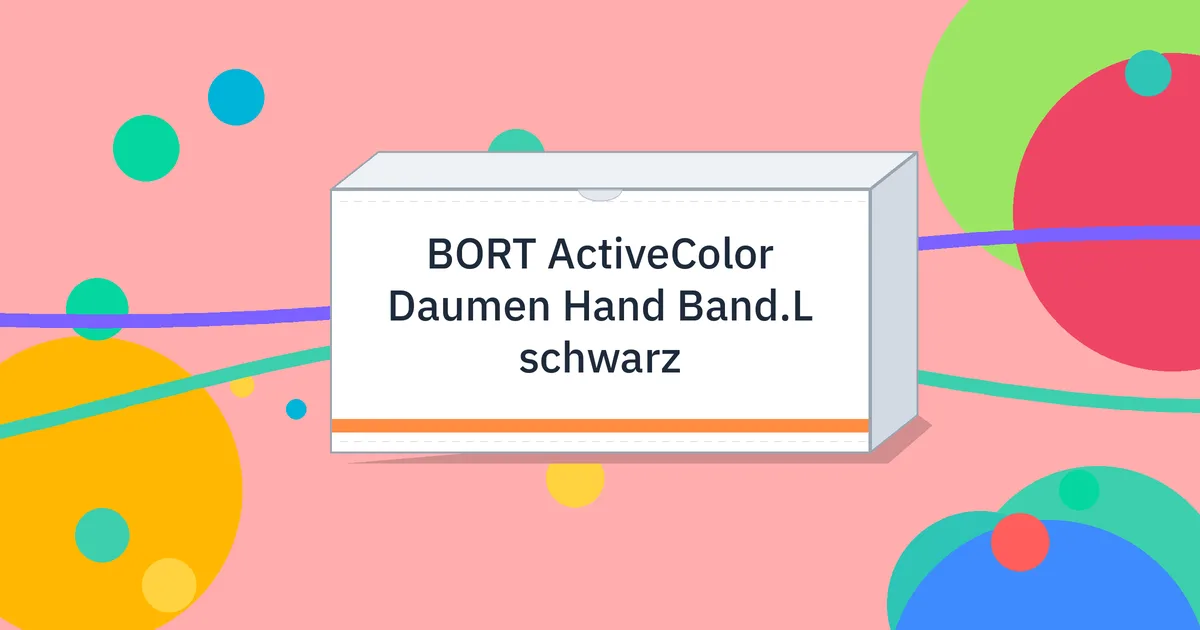 Symbolbild: Packung mit der Aufschrift BORT ActiveColor Daumen Hand Band.L schwarz (PZN 05873632) – Verfügbarkeit und Bezug in Apotheken in Frankfurt am Main