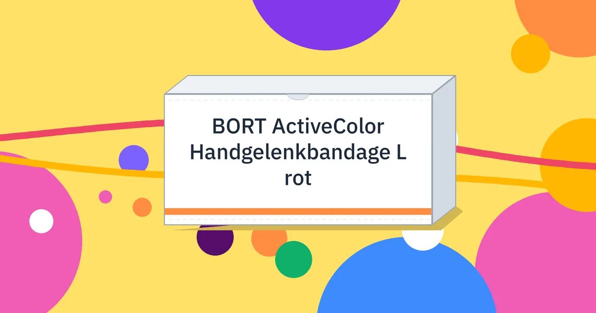Symbolbild: Packung mit der Aufschrift BORT ActiveColor Handgelenkbandage L rot (PZN 06914327) – Verfügbarkeit und Bezug in Apotheken in Frankfurt am Main