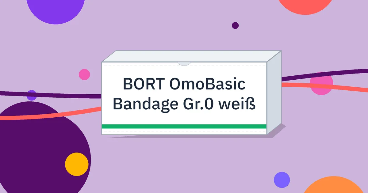 Symbolbild: Packung mit der Aufschrift BORT OmoBasic Bandage Gr.0 weiß (PZN 05539235) – Verfügbarkeit und Bezug in Apotheken in Frankfurt am Main