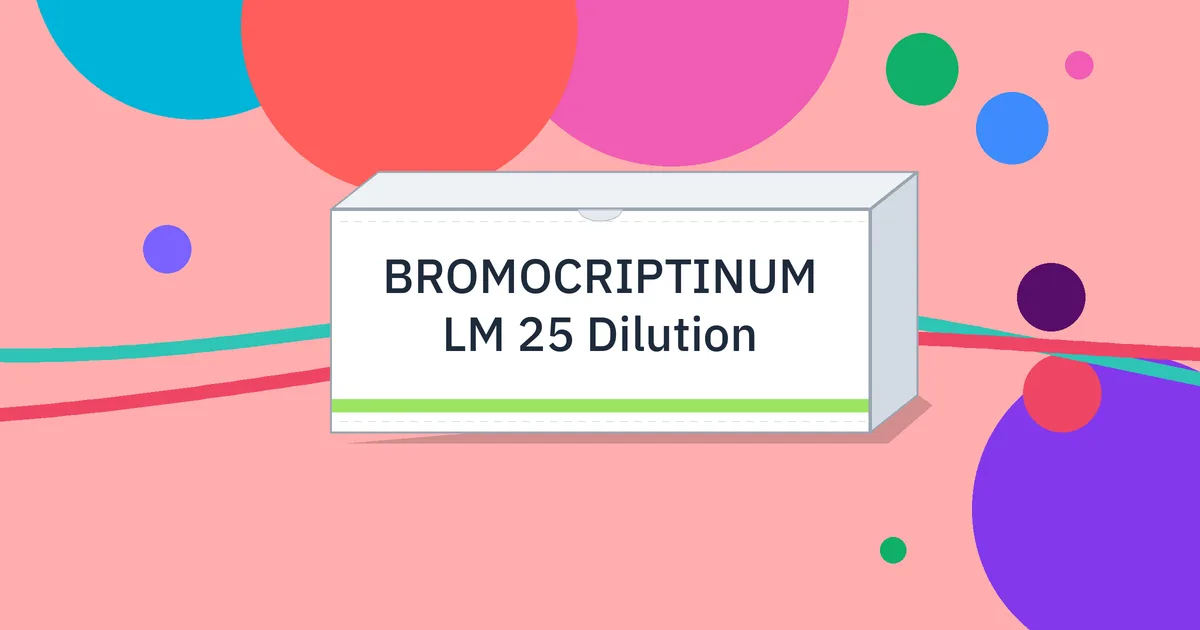 Symbolbild: Packung mit der Aufschrift BROMOCRIPTINUM LM 25 Dilution (PZN 13396867) – Verfügbarkeit und Bezug in Apotheken in Frankfurt am Main