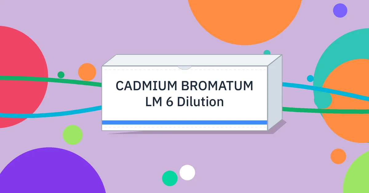 Symbolbild: Packung mit der Aufschrift CADMIUM BROMATUM LM 6 Dilution (PZN 12797771) – Verfügbarkeit und Bezug in Apotheken in Frankfurt am Main