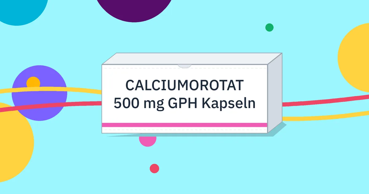 Symbolbild: Packung mit der Aufschrift CALCIUMOROTAT 500 mg GPH Kapseln (PZN 00897616) – Verfügbarkeit und Bezug in Apotheken in Frankfurt am Main