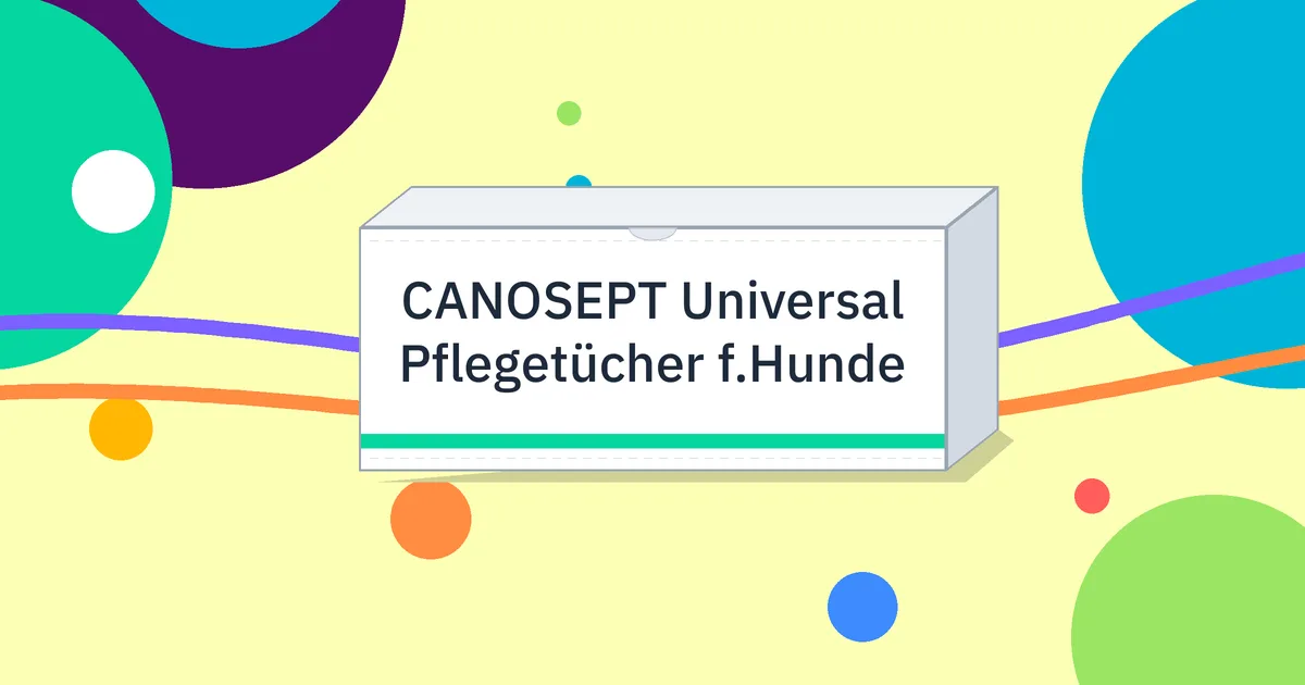 Symbolbild: Packung mit der Aufschrift CANOSEPT Universal Pflegetücher f.Hunde (PZN 17522688) – Verfügbarkeit und Bezug in Apotheken in Frankfurt am Main