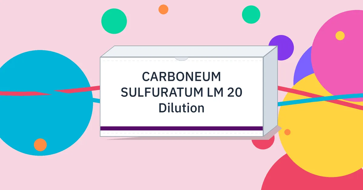 Symbolbild: Packung mit der Aufschrift CARBONEUM SULFURATUM LM 20 Dilution (PZN 12809965) – Verfügbarkeit und Bezug in Apotheken in Frankfurt am Main
