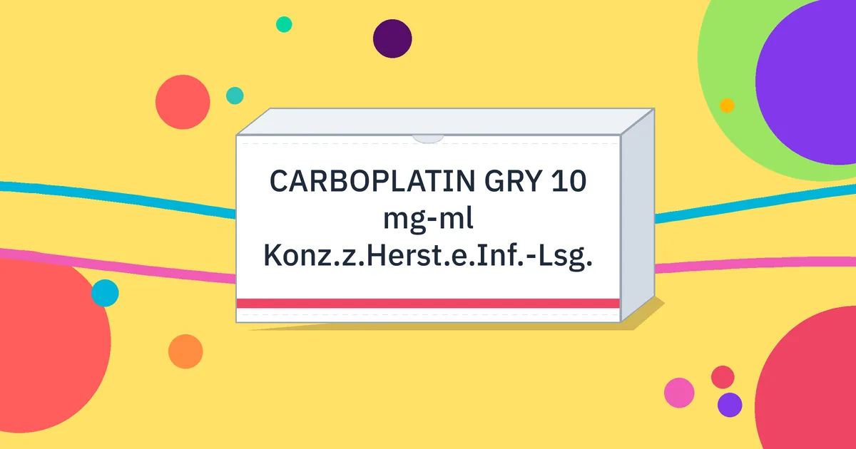 Symbolbild: Packung mit der Aufschrift CARBOPLATIN GRY 10 mg-ml Konz.z.Herst.e.Inf.-Lsg. (PZN 12672259) – Verfügbarkeit und Bezug in Apotheken in Frankfurt am Main