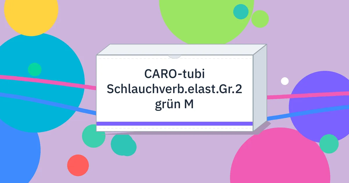 Symbolbild: Packung mit der Aufschrift CARO-tubi Schlauchverb.elast.Gr.2 grün M (PZN 11670778) – Verfügbarkeit und Bezug in Apotheken in Frankfurt am Main