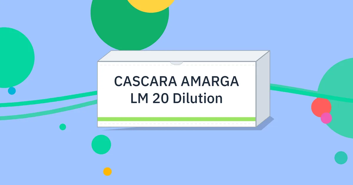 Symbolbild: Packung mit der Aufschrift CASCARA AMARGA LM 20 Dilution (PZN 13432528) – Verfügbarkeit und Bezug in Apotheken in Frankfurt am Main
