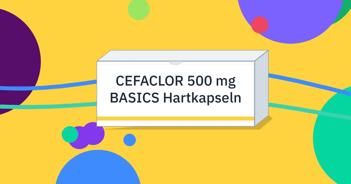 Symbolbild: Packung mit der Aufschrift CEFACLOR 500 mg BASICS Hartkapseln (PZN 02073799) – Verfügbarkeit und Bezug in Apotheken in Frankfurt am Main