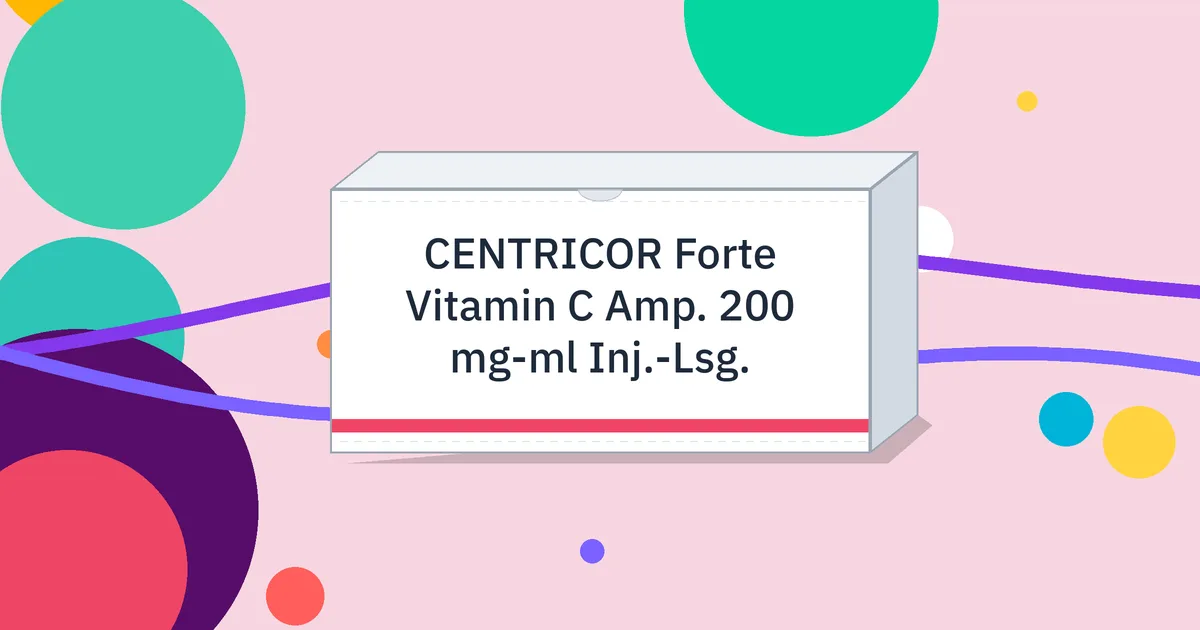 Symbolbild: Packung mit der Aufschrift CENTRICOR Forte Vitamin C Amp. 200 mg-ml Inj.-Lsg. (PZN 18075671) – Verfügbarkeit und Bezug in Apotheken in Frankfurt am Main