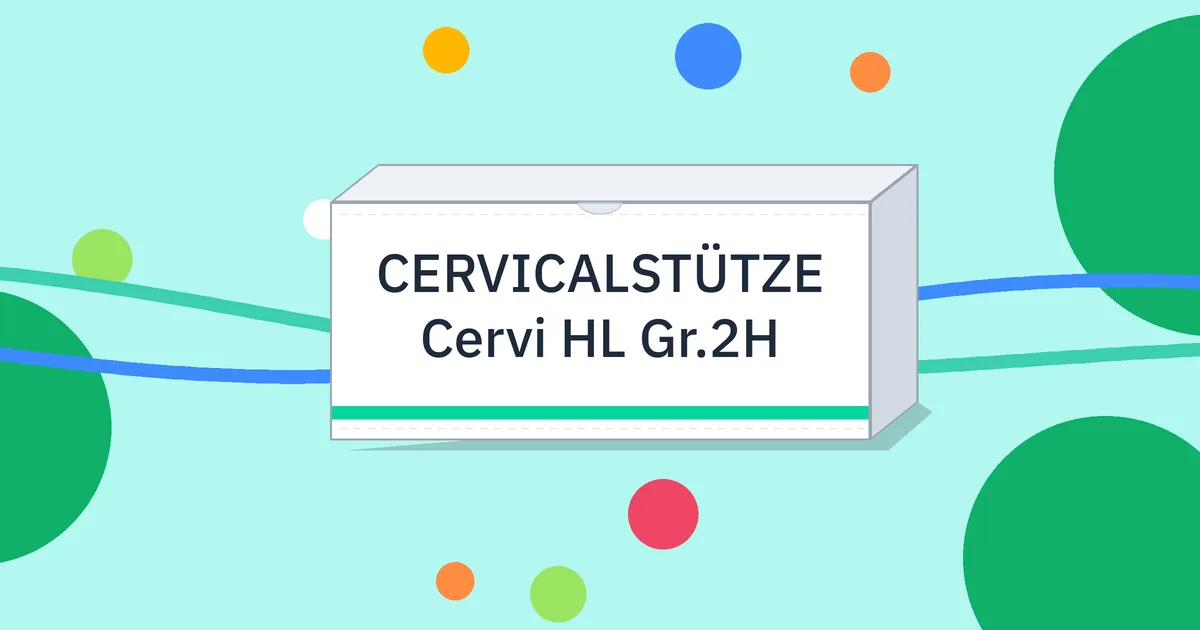Symbolbild: Packung mit der Aufschrift CERVICALSTÜTZE Cervi HL Gr.2H (PZN 02885505) – Verfügbarkeit und Bezug in Apotheken in Frankfurt am Main