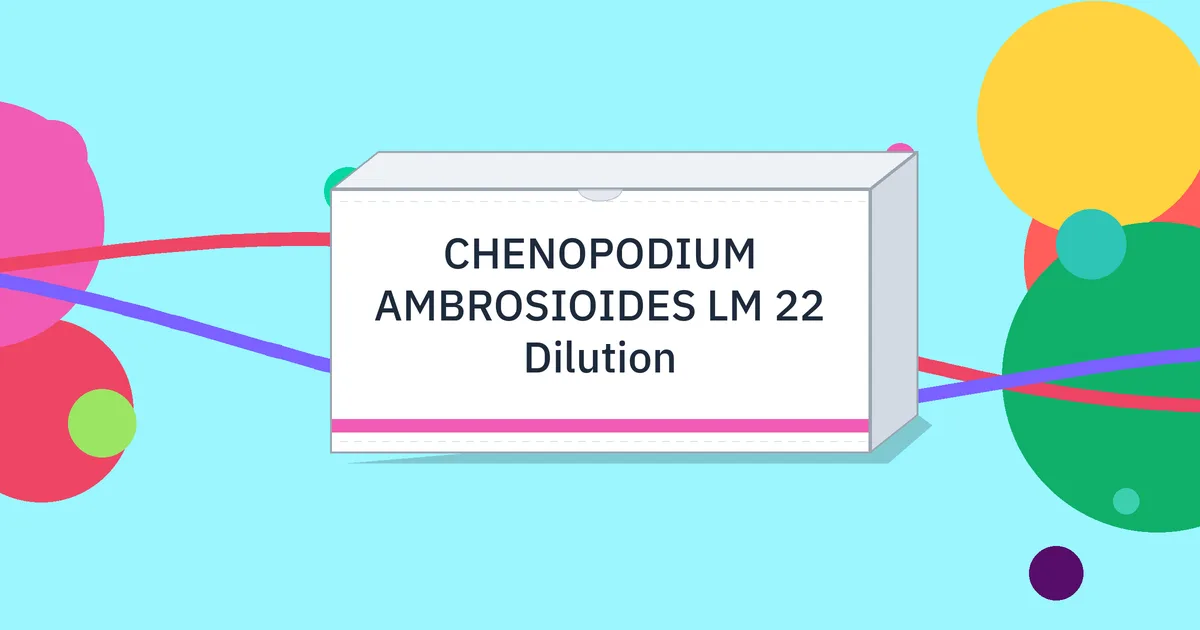 Symbolbild: Packung mit der Aufschrift CHENOPODIUM AMBROSIOIDES LM 22 Dilution (PZN 13440485) – Verfügbarkeit und Bezug in Apotheken in Frankfurt am Main