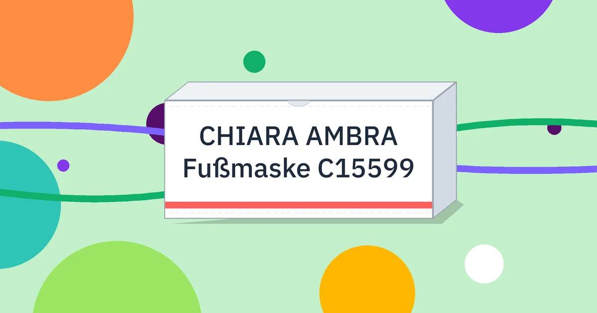 Symbolbild: Packung mit der Aufschrift CHIARA AMBRA Fußmaske C15599 (PZN 12433649) – Verfügbarkeit und Bezug in Apotheken in Frankfurt am Main