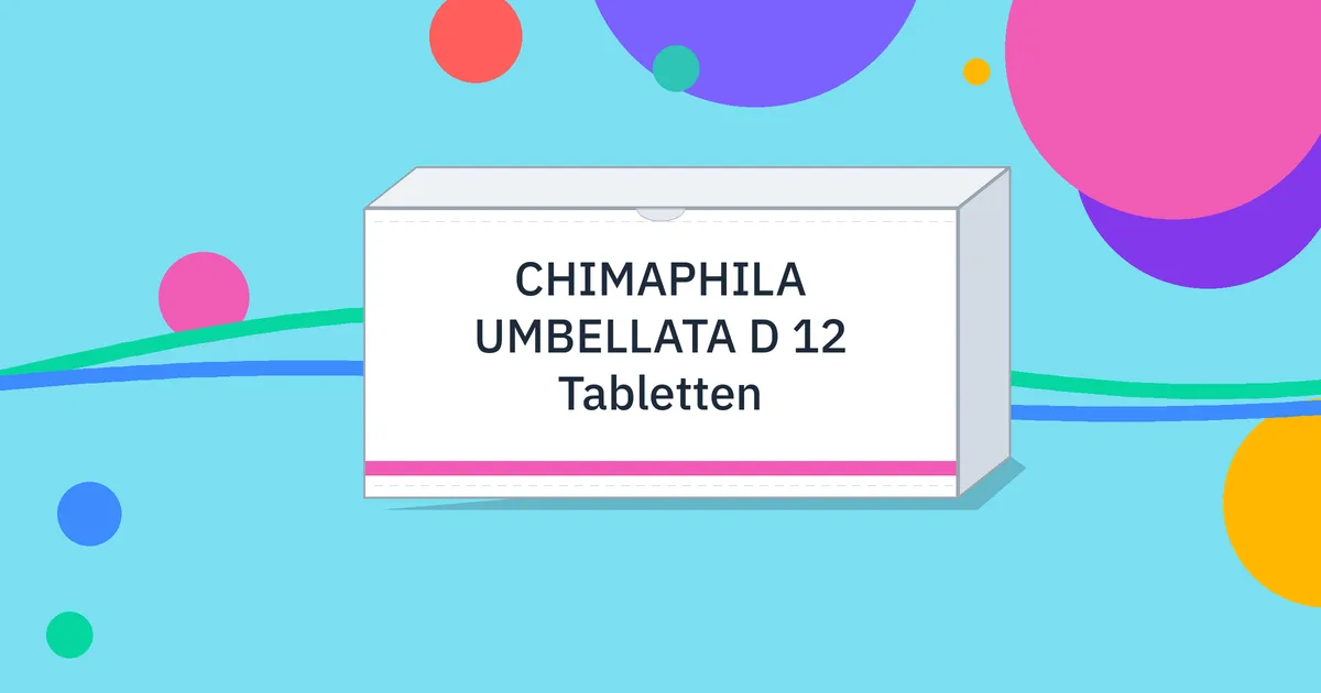 Symbolbild: Packung mit der Aufschrift CHIMAPHILA UMBELLATA D 12 Tabletten (PZN 00000460) – Verfügbarkeit und Bezug in Apotheken in Frankfurt am Main