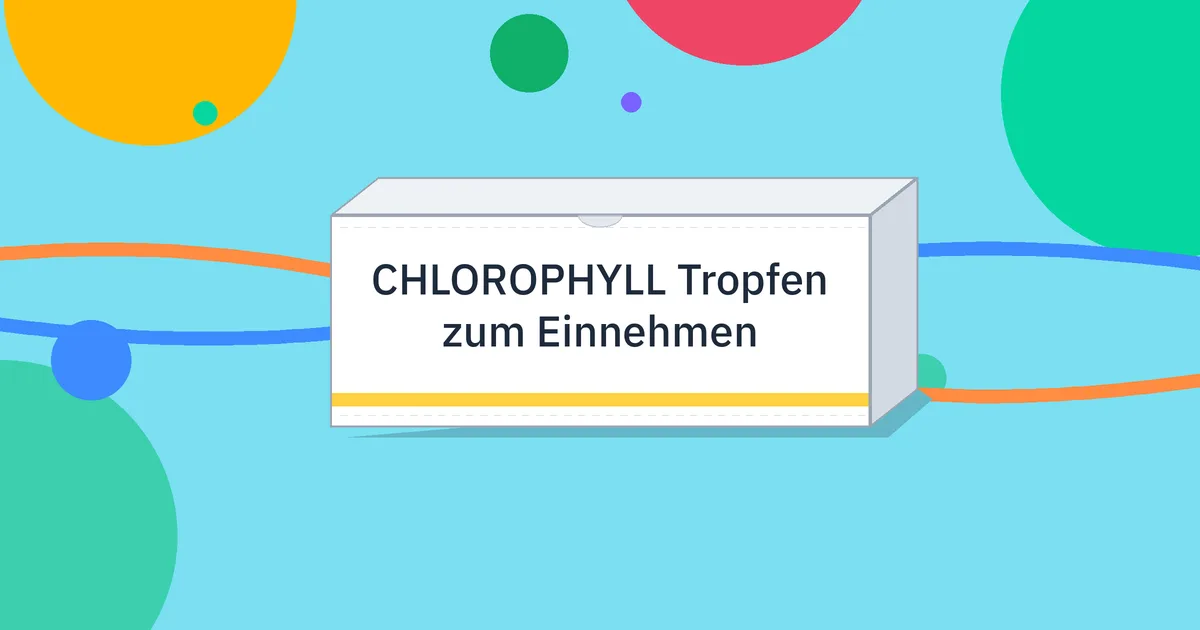 Symbolbild: Packung mit der Aufschrift CHLOROPHYLL Tropfen zum Einnehmen (PZN 18779030) – Verfügbarkeit und Bezug in Apotheken in Frankfurt am Main