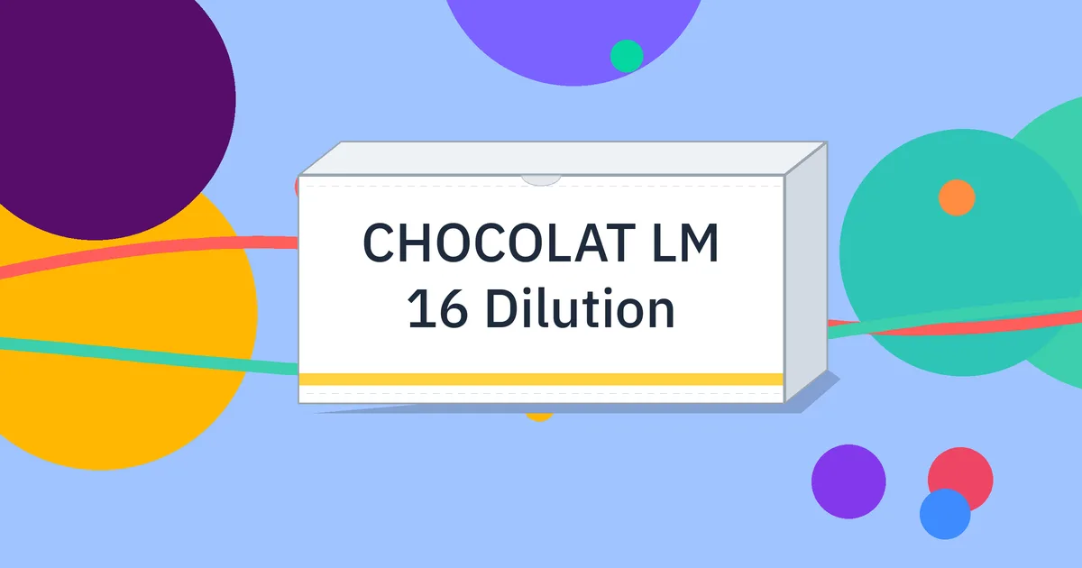 Symbolbild: Packung mit der Aufschrift CHOCOLAT LM 16 Dilution (PZN 12816942) – Verfügbarkeit und Bezug in Apotheken in Frankfurt am Main