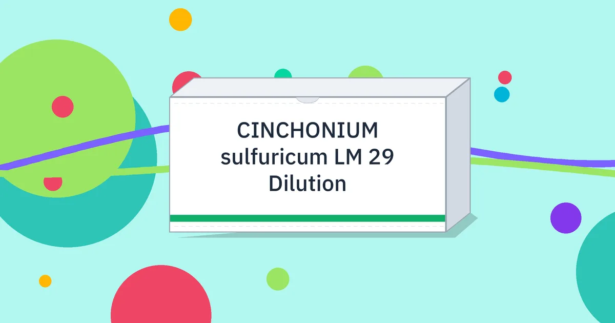 Symbolbild: Packung mit der Aufschrift CINCHONIUM sulfuricum LM 29 Dilution (PZN 13446631) – Verfügbarkeit und Bezug in Apotheken in Frankfurt am Main