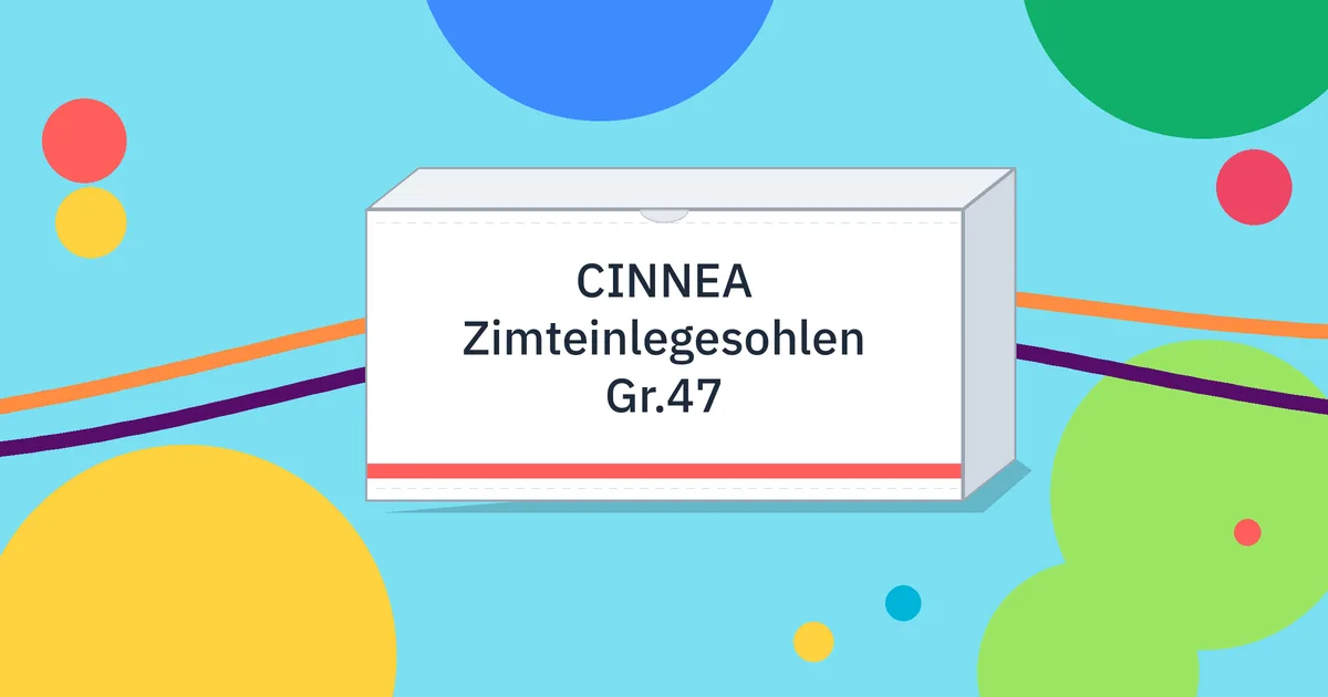 Symbolbild: Packung mit der Aufschrift CINNEA Zimteinlegesohlen Gr.47 (PZN 01910856) – Verfügbarkeit und Bezug in Apotheken in Frankfurt am Main
