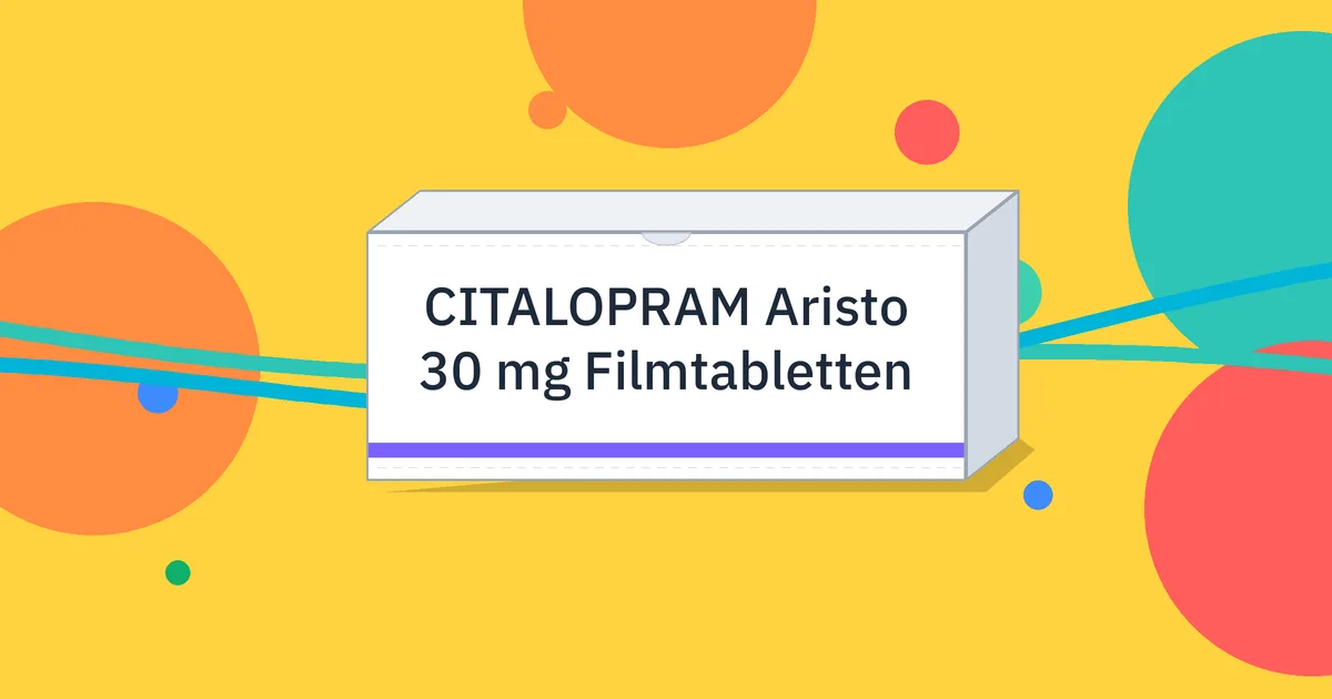 Symbolbild: Packung mit der Aufschrift CITALOPRAM Aristo 30 mg Filmtabletten (PZN 05028173) – Verfügbarkeit und Bezug in Apotheken in Frankfurt am Main