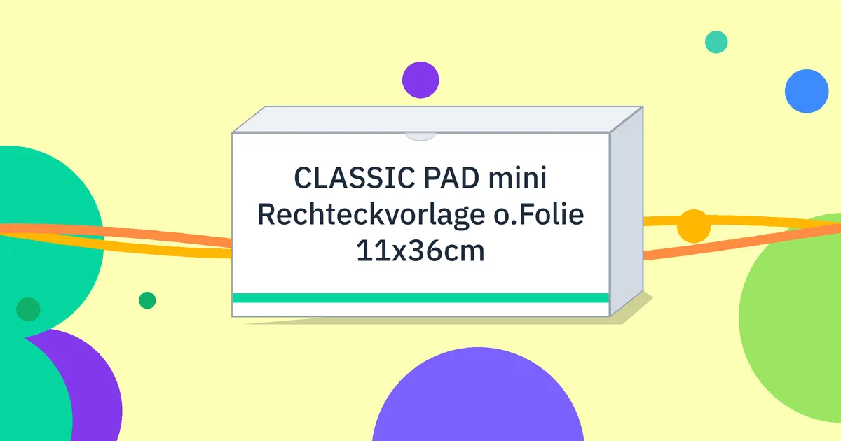 Symbolbild: Packung mit der Aufschrift CLASSIC PAD mini Rechteckvorlage o.Folie 11x36cm (PZN 10193750) – Verfügbarkeit und Bezug in Apotheken in Frankfurt am Main