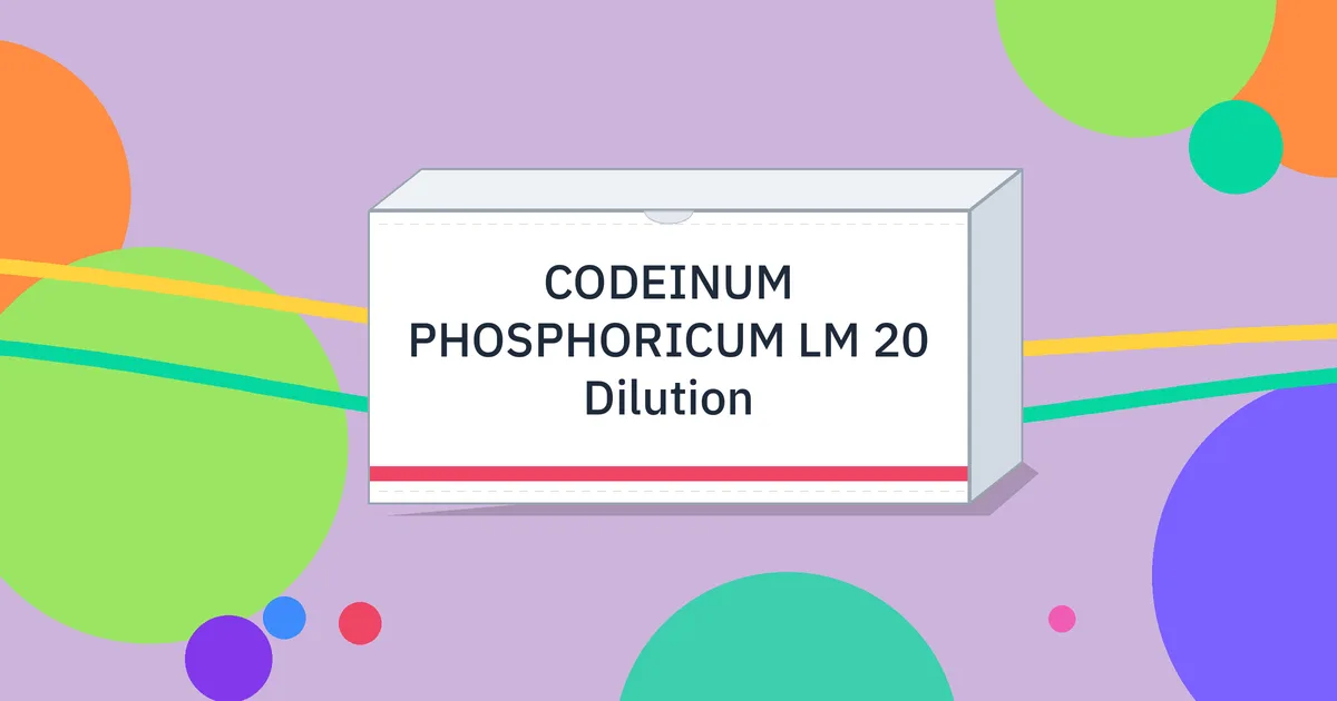 Symbolbild: Packung mit der Aufschrift CODEINUM PHOSPHORICUM LM 20 Dilution (PZN 12830066) – Verfügbarkeit und Bezug in Apotheken in Frankfurt am Main