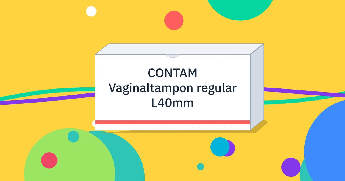 Symbolbild: Packung mit der Aufschrift CONTAM Vaginaltampon regular L40mm (PZN 19278152) – Verfügbarkeit und Bezug in Apotheken in Frankfurt am Main