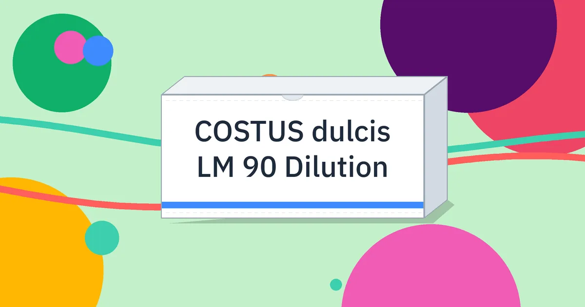 Symbolbild: Packung mit der Aufschrift COSTUS dulcis LM 90 Dilution (PZN 13455191) – Verfügbarkeit und Bezug in Apotheken in Frankfurt am Main