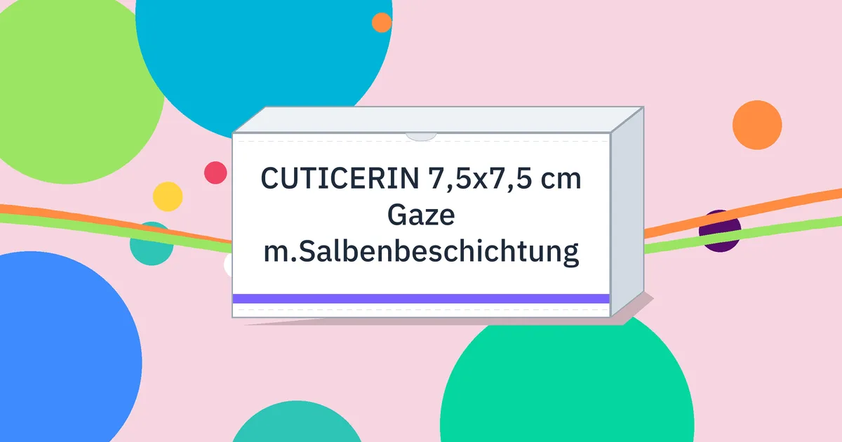 Symbolbild: Packung mit der Aufschrift CUTICERIN 7,5x7,5 cm Gaze m.Salbenbeschichtung (PZN 17311738) – Verfügbarkeit und Bezug in Apotheken in Frankfurt am Main