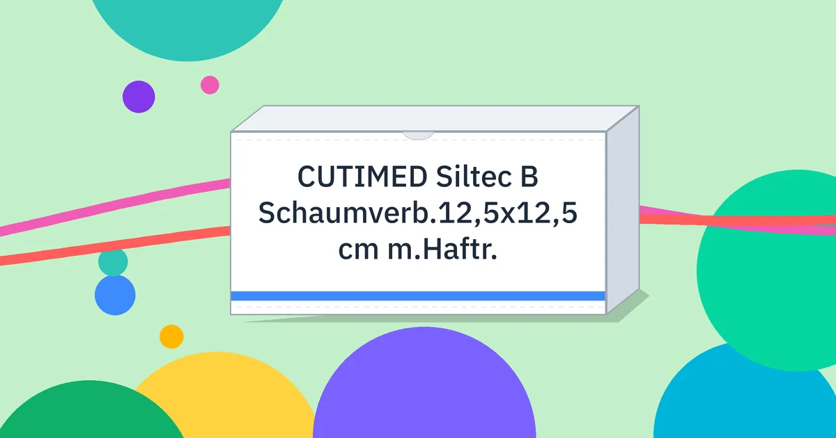 Symbolbild: Packung mit der Aufschrift CUTIMED Siltec B Schaumverb.12,5x12,5 cm m.Haftr. (PZN 19809336) – Verfügbarkeit und Bezug in Apotheken in Frankfurt am Main