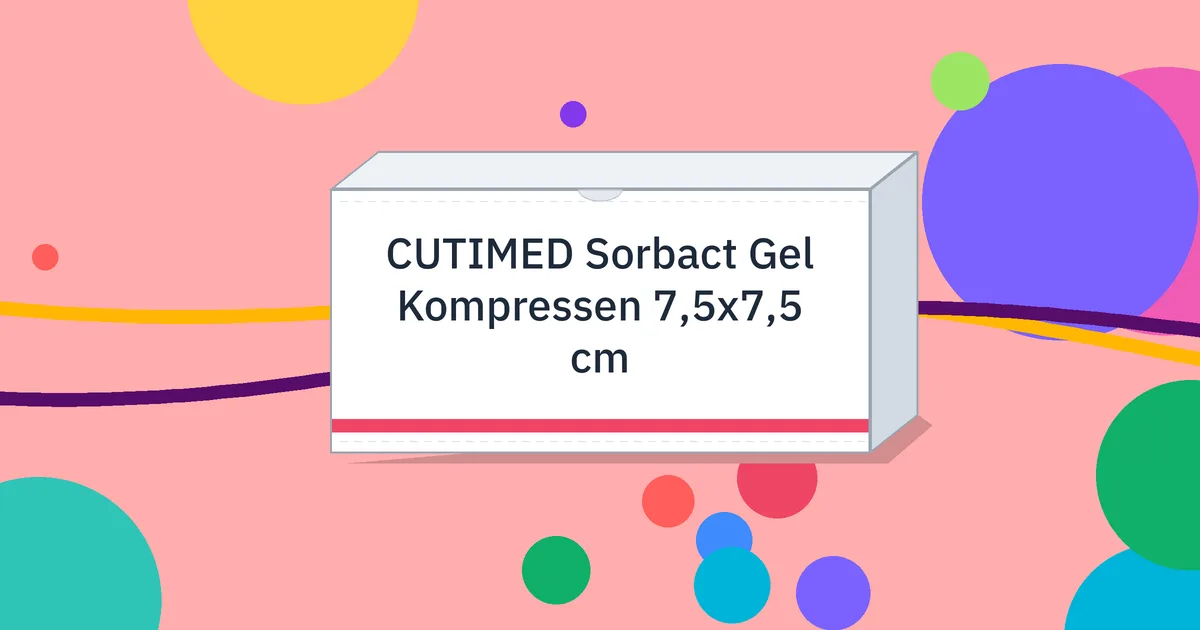 Symbolbild: Packung mit der Aufschrift CUTIMED Sorbact Gel Kompressen 7,5x7,5 cm (PZN 07353434) – Verfügbarkeit und Bezug in Apotheken in Frankfurt am Main