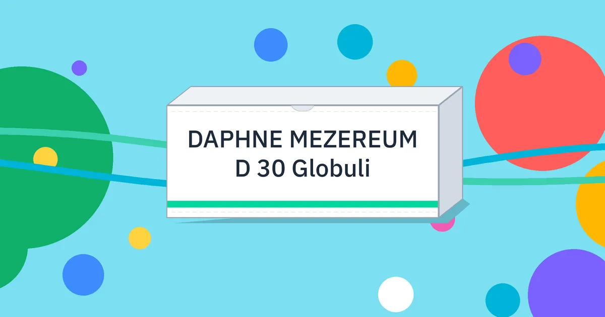 Symbolbild: Packung mit der Aufschrift DAPHNE MEZEREUM D 30 Globuli (PZN 15305194) – Verfügbarkeit und Bezug in Apotheken in Frankfurt am Main
