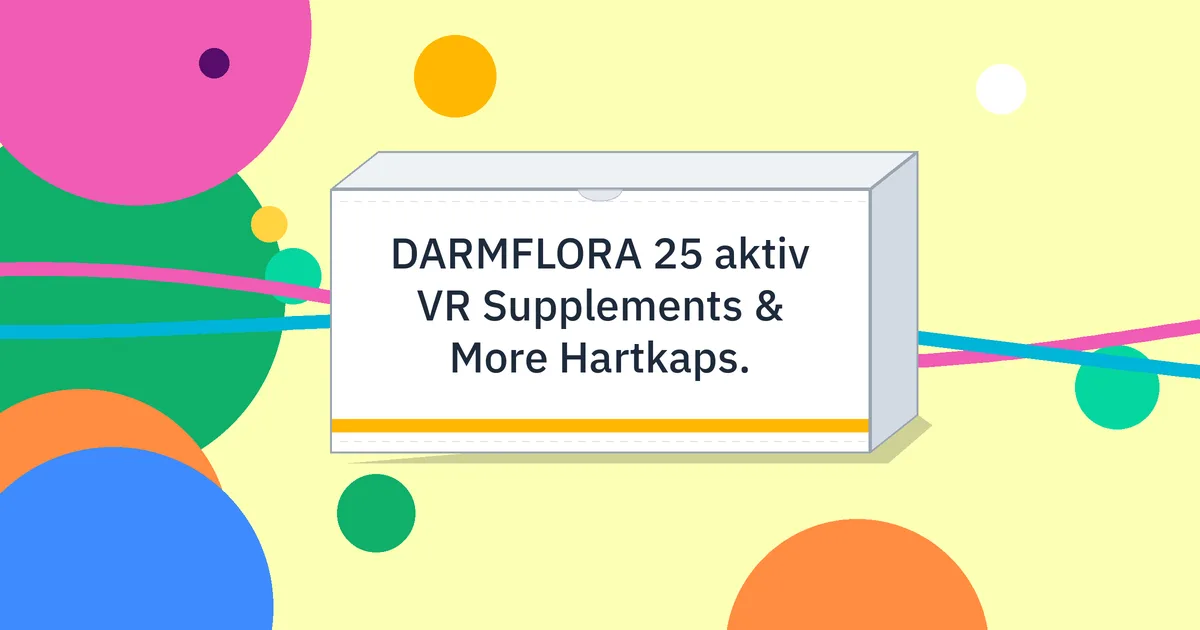 Symbolbild: Packung mit der Aufschrift DARMFLORA 25 aktiv VR Supplements & More Hartkaps. (PZN 20622040) – Verfügbarkeit und Bezug in Apotheken in Frankfurt am Main