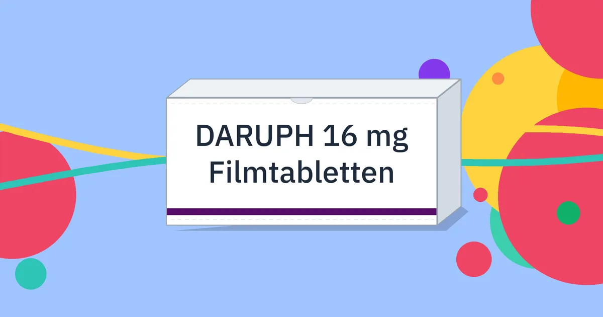 Symbolbild: Packung mit der Aufschrift DARUPH 16 mg Filmtabletten (PZN 17601034) – Verfügbarkeit und Bezug in Apotheken in Frankfurt am Main