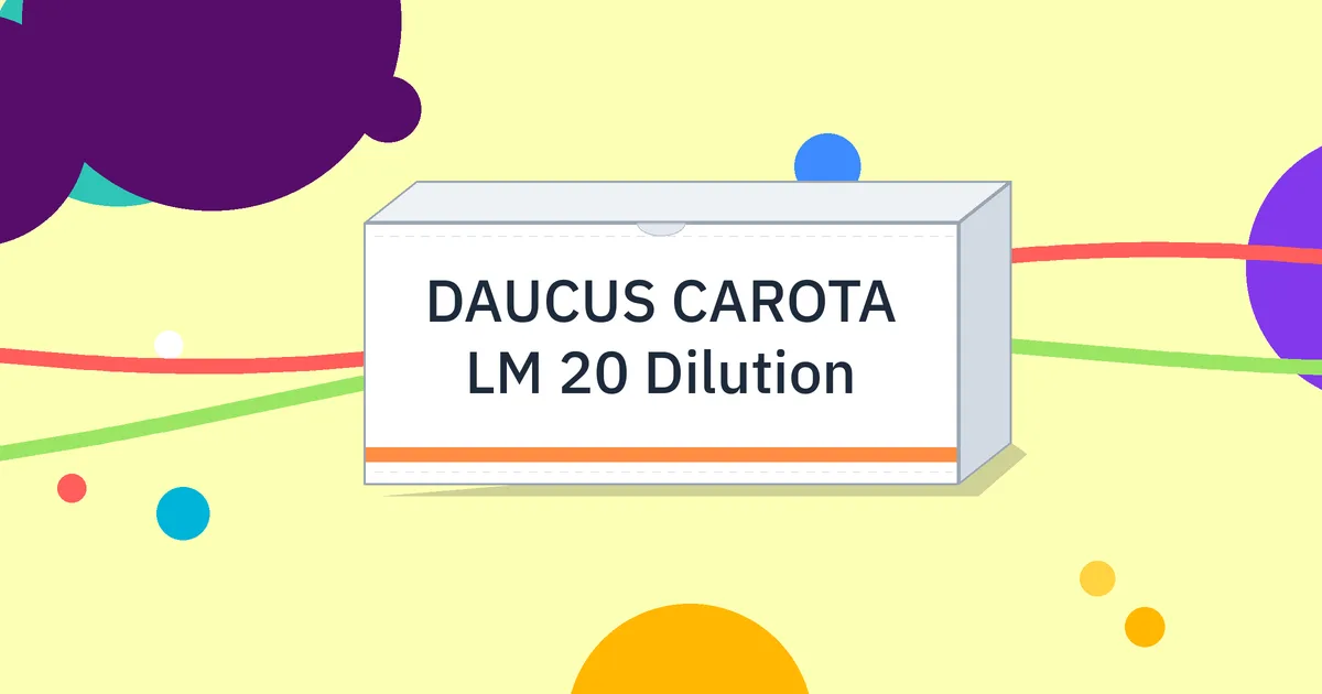 Symbolbild: Packung mit der Aufschrift DAUCUS CAROTA LM 20 Dilution (PZN 13462937) – Verfügbarkeit und Bezug in Apotheken in Frankfurt am Main