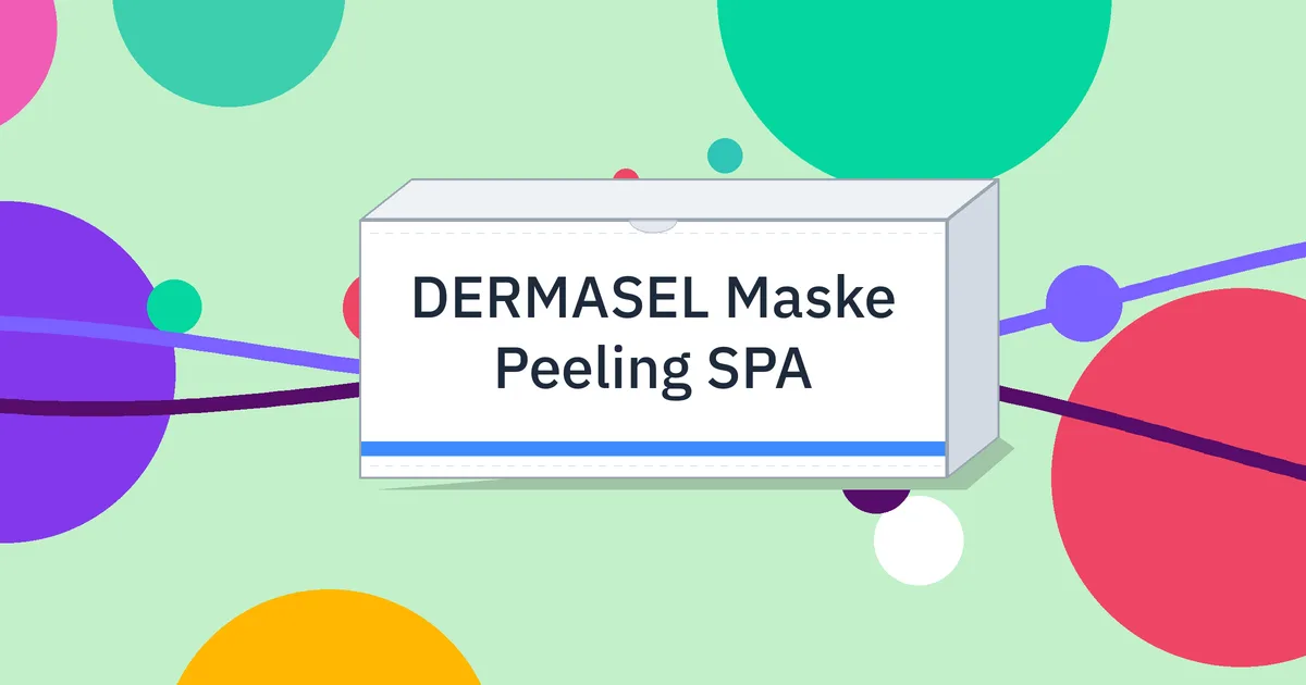Symbolbild: Packung mit der Aufschrift DERMASEL Maske Peeling SPA (PZN 07387373) – Verfügbarkeit und Bezug in Apotheken in Frankfurt am Main