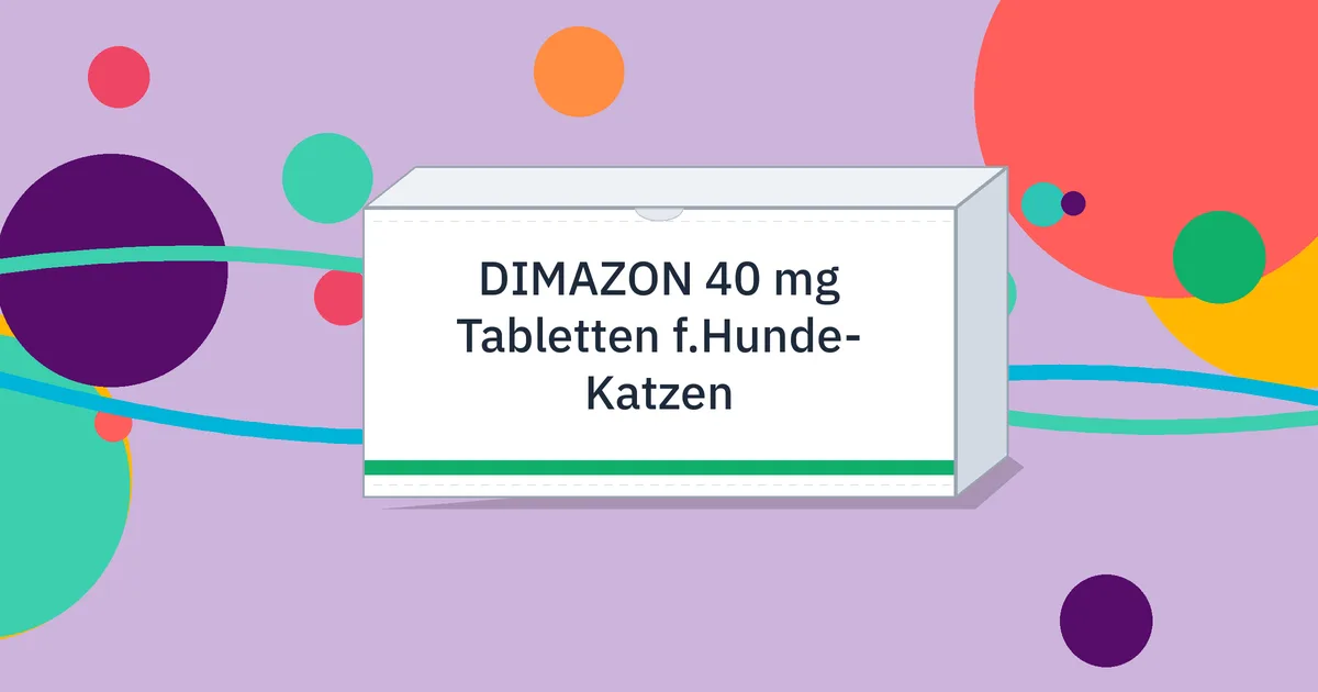 Symbolbild: Packung mit der Aufschrift DIMAZON 40 mg Tabletten f.Hunde-Katzen (PZN 02246509) – Verfügbarkeit und Bezug in Apotheken in Frankfurt am Main