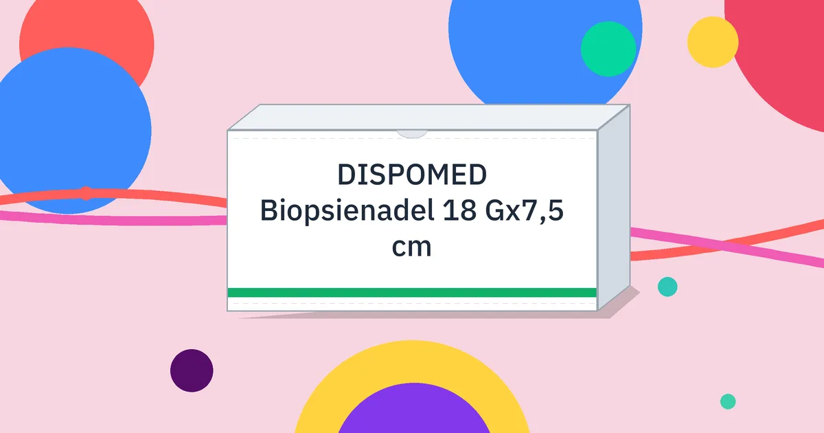 Symbolbild: Packung mit der Aufschrift DISPOMED Biopsienadel 18 Gx7,5 cm (PZN 08495188) – Verfügbarkeit und Bezug in Apotheken in Frankfurt am Main
