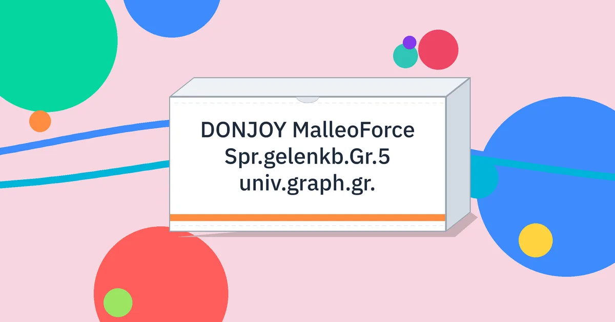 Symbolbild: Packung mit der Aufschrift DONJOY MalleoForce Spr.gelenkb.Gr.5 univ.graph.gr. (PZN 18668655) – Verfügbarkeit und Bezug in Apotheken in Frankfurt am Main