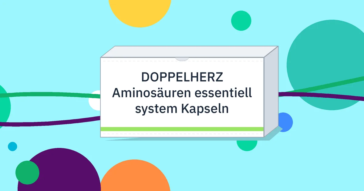 Symbolbild: Packung mit der Aufschrift DOPPELHERZ Aminosäuren essentiell system Kapseln (PZN 15302037) – Verfügbarkeit und Bezug in Apotheken in Frankfurt am Main