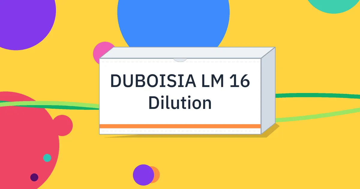 Symbolbild: Packung mit der Aufschrift DUBOISIA LM 16 Dilution (PZN 13467047) – Verfügbarkeit und Bezug in Apotheken in Frankfurt am Main