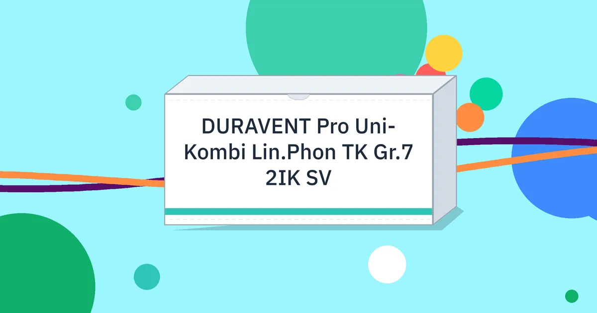 Symbolbild: Packung mit der Aufschrift DURAVENT Pro Uni-Kombi Lin.Phon TK Gr.7 2IK SV (PZN 19246436) – Verfügbarkeit und Bezug in Apotheken in Frankfurt am Main