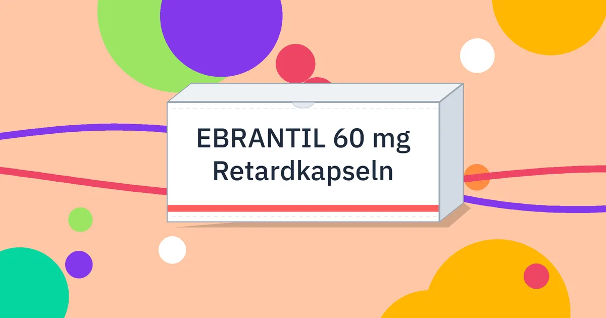 Symbolbild: Packung mit der Aufschrift EBRANTIL 60 mg Retardkapseln (PZN 03207948) – Verfügbarkeit und Bezug in Apotheken in Frankfurt am Main