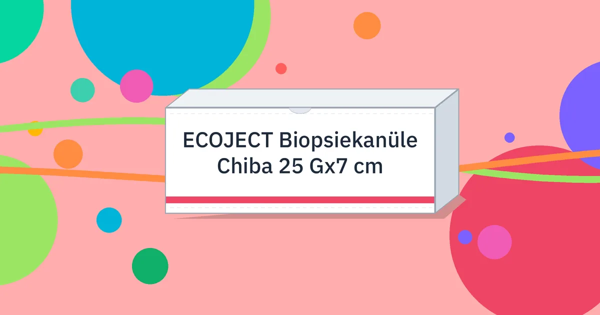 Symbolbild: Packung mit der Aufschrift ECOJECT Biopsiekanüle Chiba 25 Gx7 cm (PZN 06125412) – Verfügbarkeit und Bezug in Apotheken in Frankfurt am Main