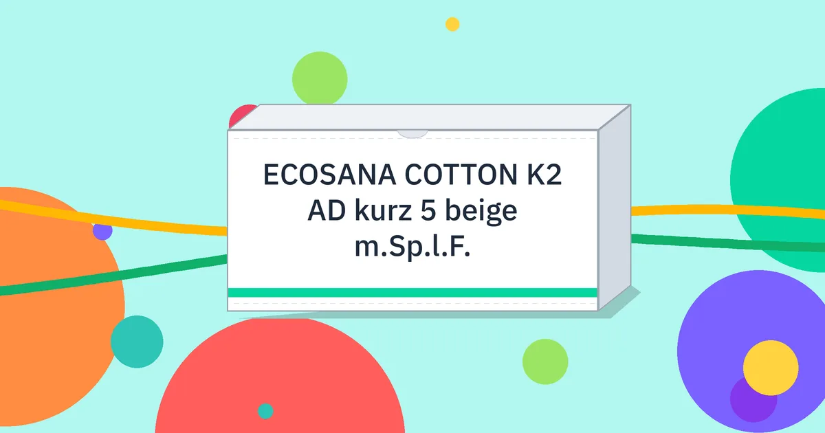 Symbolbild: Packung mit der Aufschrift ECOSANA COTTON K2 AD kurz 5 beige m.Sp.l.F. (PZN 16948095) – Verfügbarkeit und Bezug in Apotheken in Frankfurt am Main