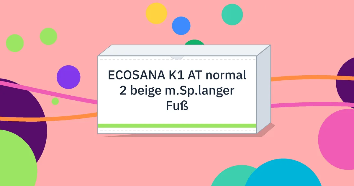 Symbolbild: Packung mit der Aufschrift ECOSANA K1 AT normal 2 beige m.Sp.langer Fuß (PZN 04731404) – Verfügbarkeit und Bezug in Apotheken in Frankfurt am Main