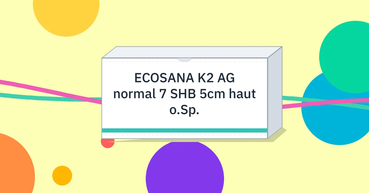 Symbolbild: Packung mit der Aufschrift ECOSANA K2 AG normal 7 SHB 5cm haut o.Sp. (PZN 01531107) – Verfügbarkeit und Bezug in Apotheken in Frankfurt am Main
