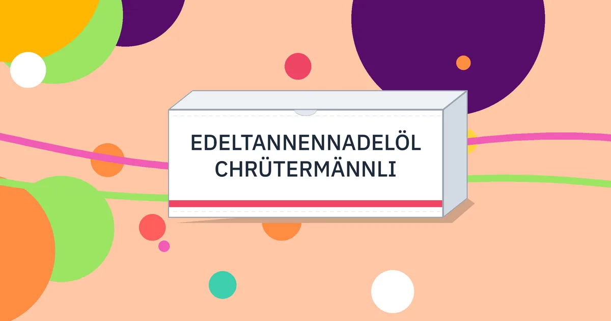 Symbolbild: Packung mit der Aufschrift EDELTANNENNADELÖL CHRÜTERMÄNNLI (PZN 07196561) – Verfügbarkeit und Bezug in Apotheken in Frankfurt am Main